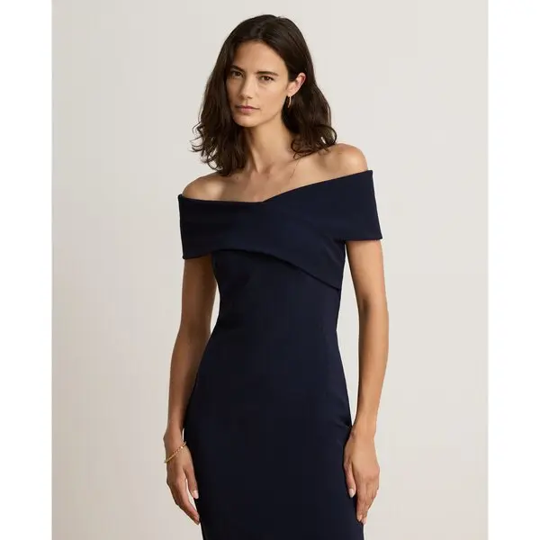 Ralph Lauren Faille Off-the-shoulder Cocktail Dress - Lauren Navy