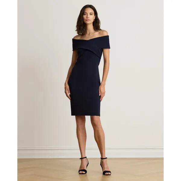 Ralph Lauren Faille Off-the-shoulder Cocktail Dress - Lauren Navy