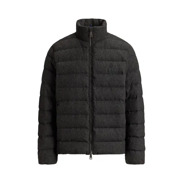 Ralph Lauren Golden Herringbone Down Jacket With Embroidered Polo Pony - Charcoal
