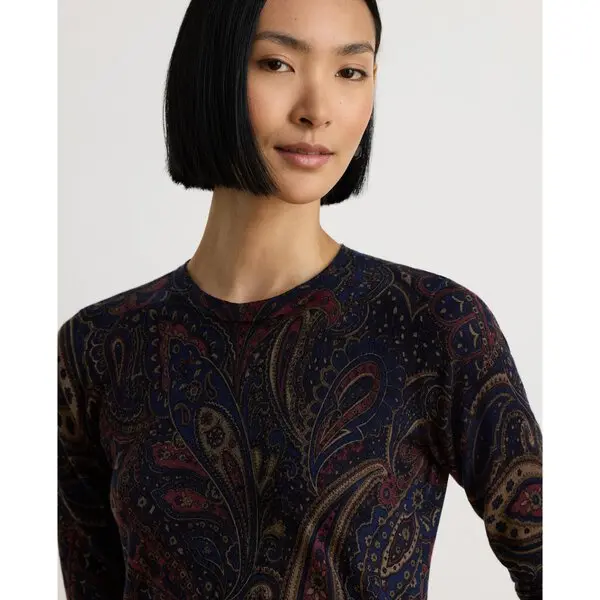 Ralph Lauren Paisley Cotton-modal Sweater - Navy Multi