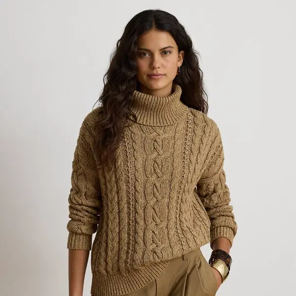 Ralph Lauren Marled Cable-knit Turtleneck Sweater