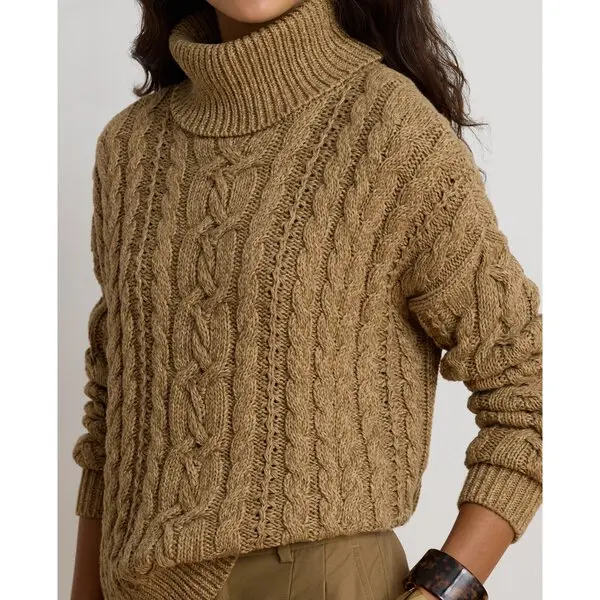 Ralph Lauren Marled Cable-knit Turtleneck Sweater