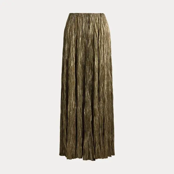 Ralph Lauren Luciana Foiled Brushed Satin Maxiskirt - Tarnished Silver