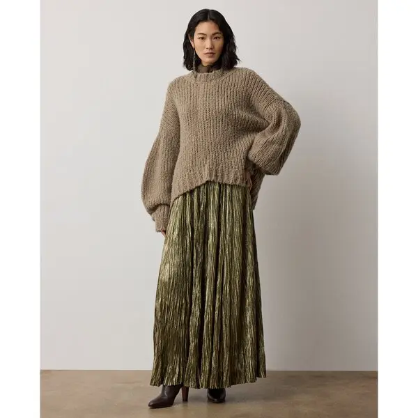 Ralph Lauren Luciana Foiled Brushed Satin Maxiskirt