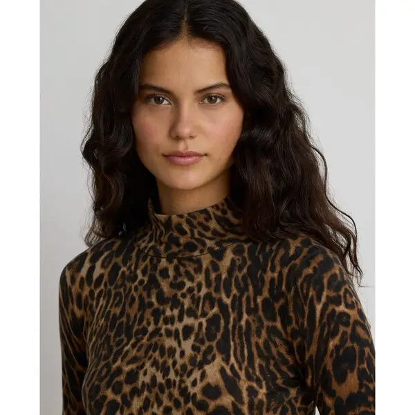 Ralph Lauren Ocelot-print Mockneck Sweater