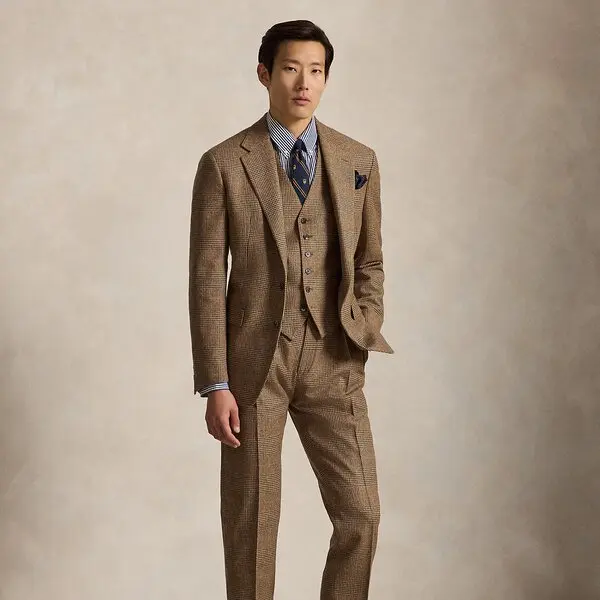 Ralph Lauren Polo Tailored Glen Plaid 3-piece Suit - Tan/brown