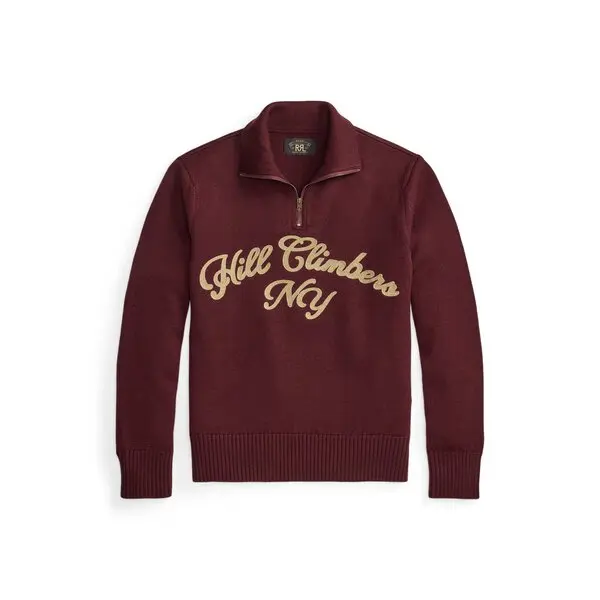 Ralph Lauren Embroidered Wool Quarter-zip Sweater