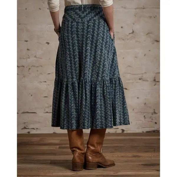 Ralph Lauren Indigo Floral-print Jersey Skirt