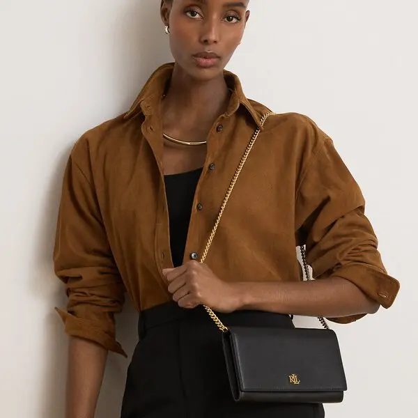 Ralph Lauren Leather Adair Ii Crossbody Bag - Black