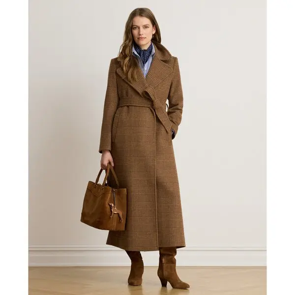 Ralph Lauren Glen Plaid Wool-blend Wrap Maxicoat