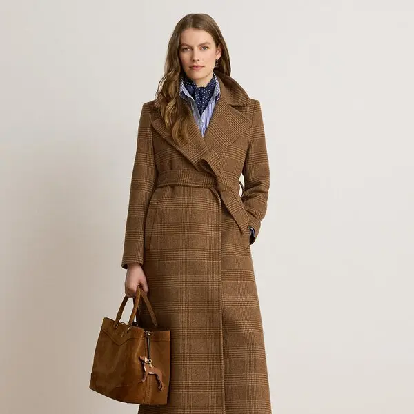 Ralph Lauren Glen Plaid Wool-blend Wrap Maxicoat