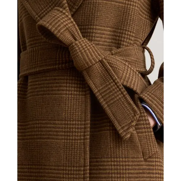 Ralph Lauren Glen Plaid Wool-blend Wrap Maxicoat