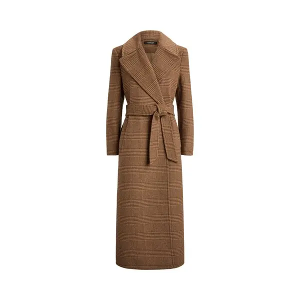 Ralph Lauren Glen Plaid Wool-blend Wrap Maxicoat