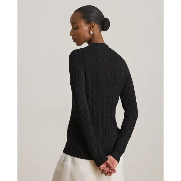 Ralph Lauren Cable-knit V-neck Sweater - Black