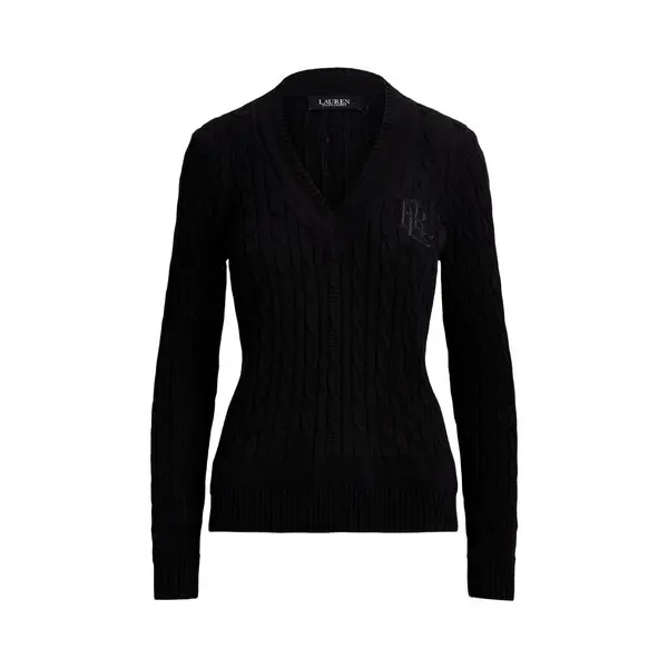 Ralph Lauren Cable-knit V-neck Sweater - Black