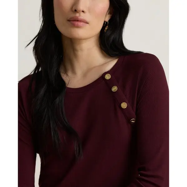 Ralph Lauren Button-trim Ribbed Cotton-blend Dress