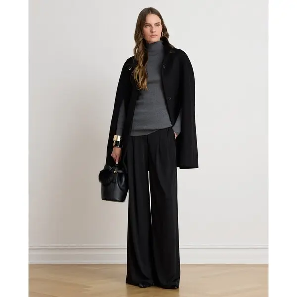 Ralph Lauren Buckle-trim Wool-blend Mockneck Cape