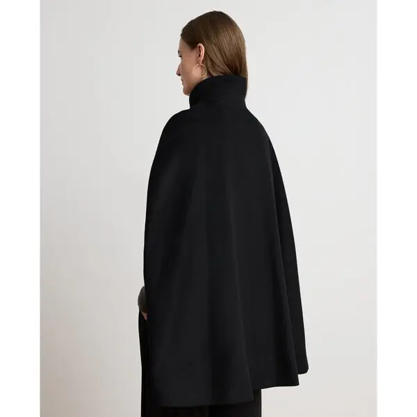 Ralph Lauren Buckle-trim Wool-blend Mockneck Cape