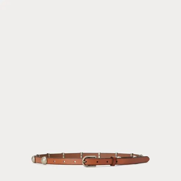 Ralph Lauren Dome-studded Leather Belt - Cuoio/silver