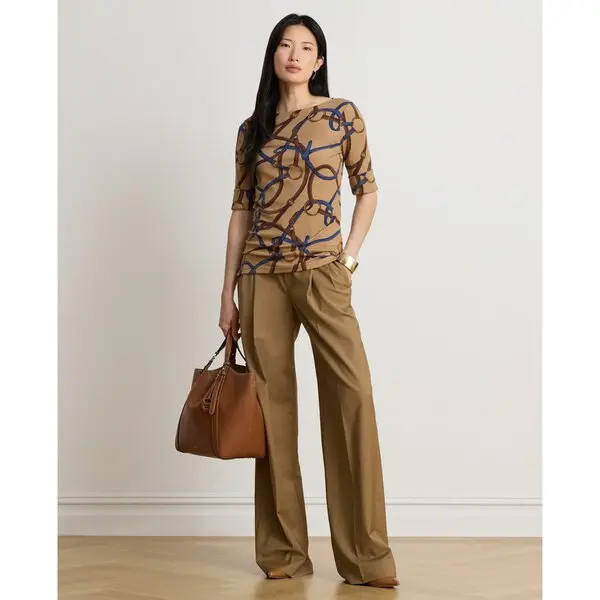 Ralph Lauren Belting-print Cotton Boatneck Tee