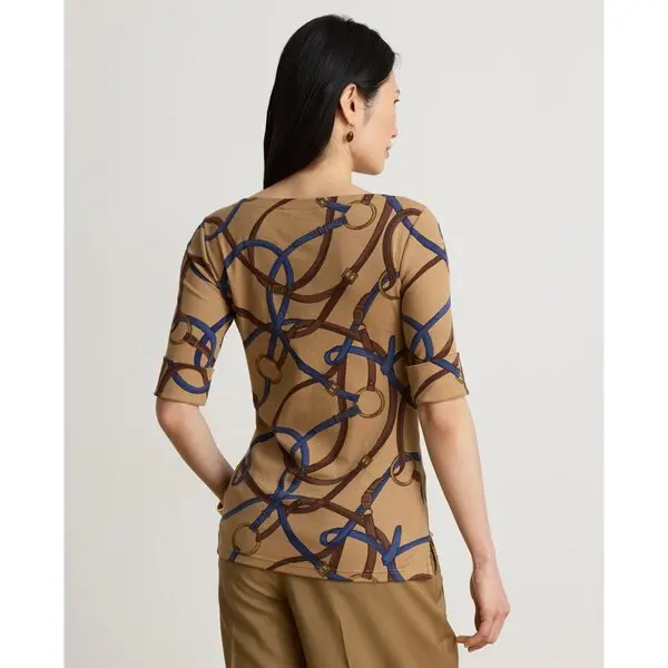 Ralph Lauren Belting-print Cotton Boatneck Tee