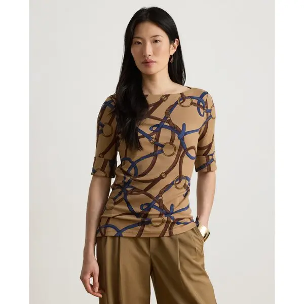 Ralph Lauren Belting-print Cotton Boatneck Tee