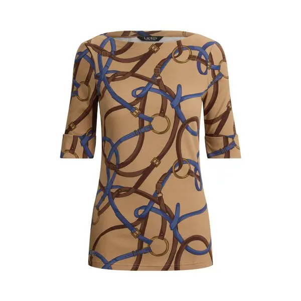 Ralph Lauren Belting-print Cotton Boatneck Tee