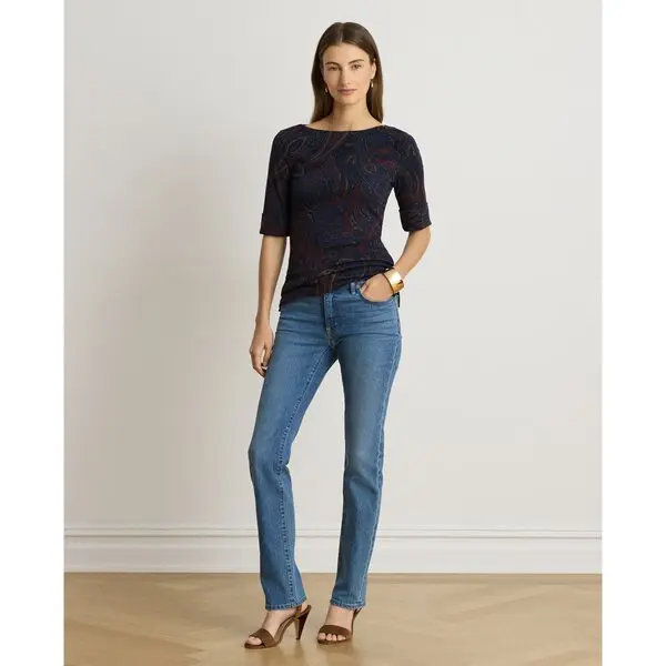 Ralph Lauren Paisley Stretch Cotton Boatneck Tee
