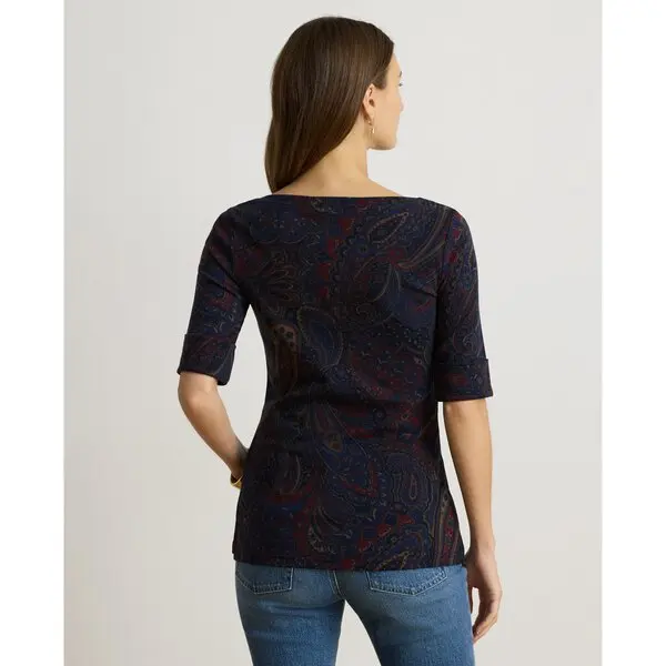 Ralph Lauren Paisley Stretch Cotton Boatneck Tee