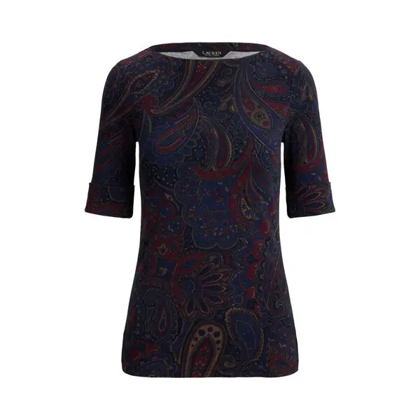Ralph Lauren Paisley Stretch Cotton Boatneck Tee