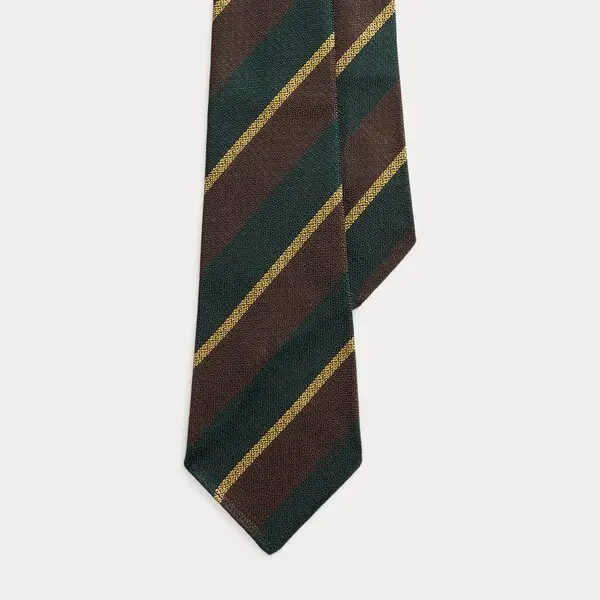 Ralph Lauren Vintage-inspired Striped Silk Tie - Brown/green