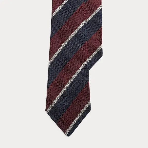 Ralph Lauren Striped Silk Neck Tie - Wine/navy