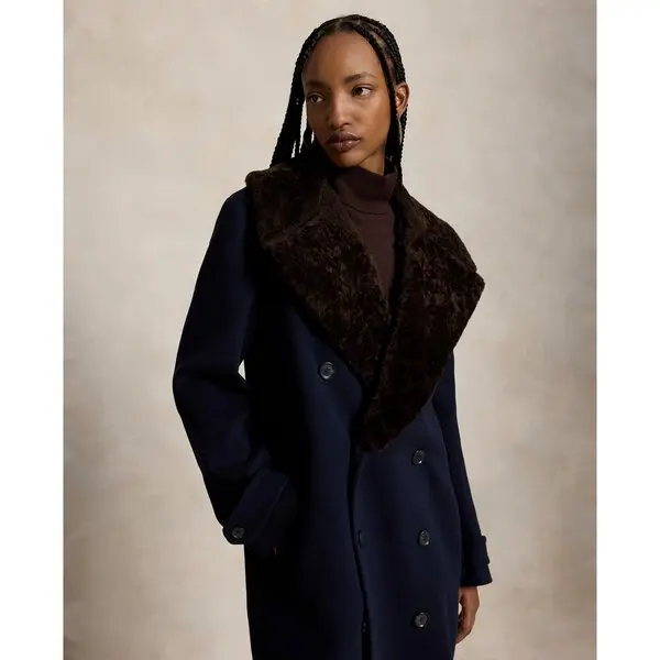 Ralph Lauren Shearling-collar Wool Melton Peacoat