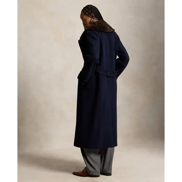 Ralph Lauren Shearling-collar Wool Melton Peacoat