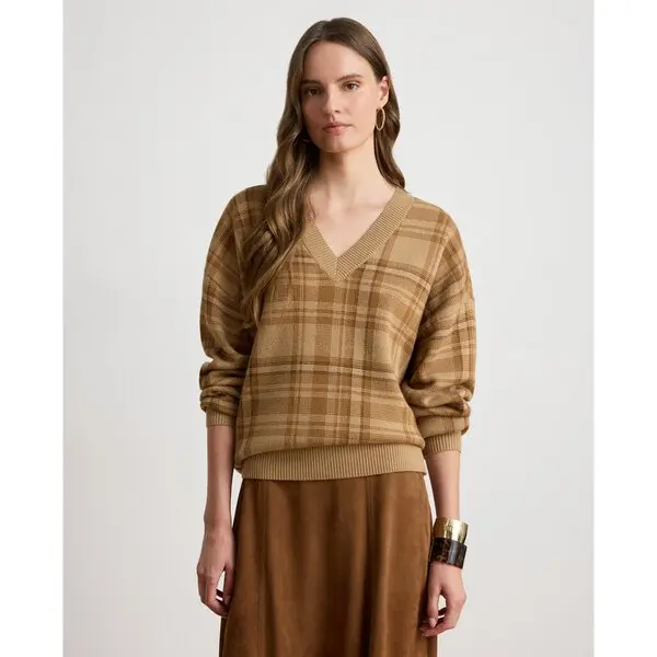 Ralph Lauren Plaid V-neck Sweater