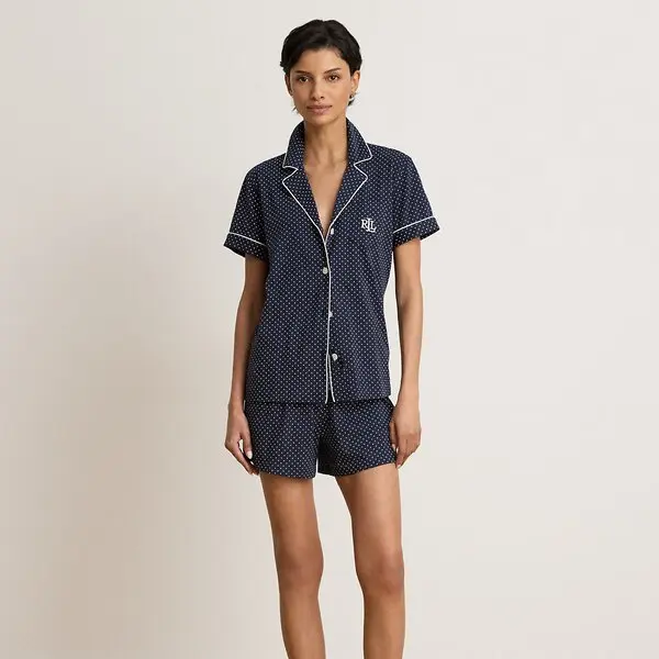 Ralph Lauren Polka-dot Cotton Jersey Boxer Sleep Set