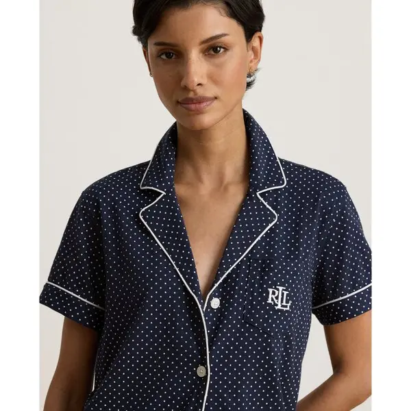 Ralph Lauren Polka-dot Cotton Jersey Boxer Sleep Set
