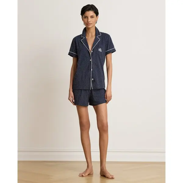 Ralph Lauren Polka-dot Cotton Jersey Boxer Sleep Set