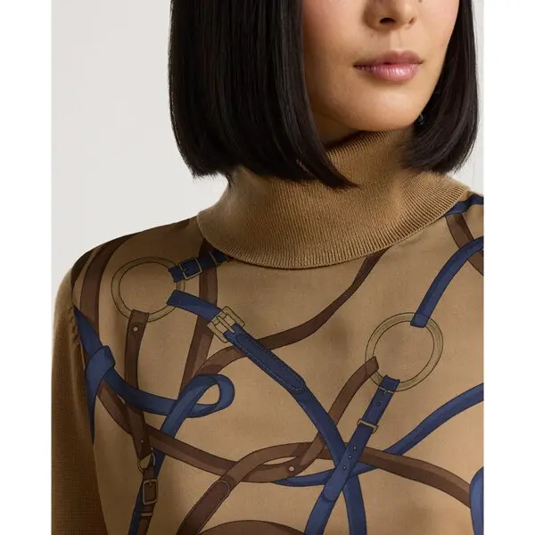 Ralph Lauren Belting-print Turtleneck Sweater