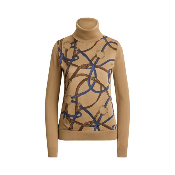 Ralph Lauren Belting-print Turtleneck Sweater