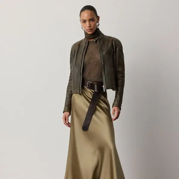 Ralph Lauren Masina Satin Skirt - Porcini