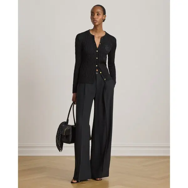 Ralph Lauren Cable-knit Cotton-blend Cardigan - Black