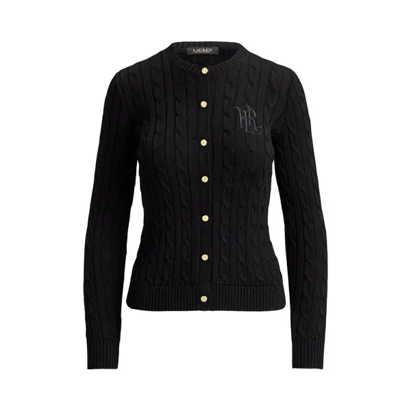Ralph Lauren Cable-knit Cotton-blend Cardigan - Black