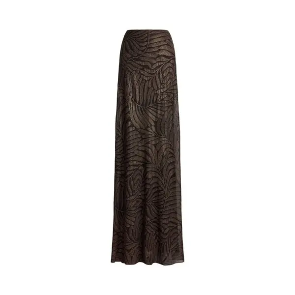 Ralph Lauren Masina Foiled Crinkle Chiffon Skirt - Espresso Multi