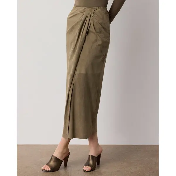 Ralph Lauren Teegan Twist-front Lamb-suede Skirt