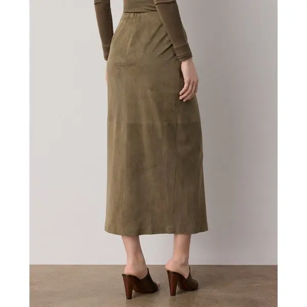 Ralph Lauren Teegan Twist-front Lamb-suede Skirt