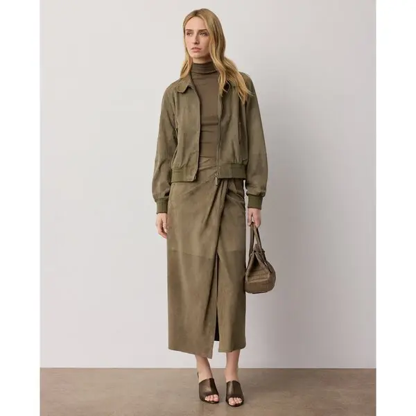 Ralph Lauren Teegan Twist-front Lamb-suede Skirt
