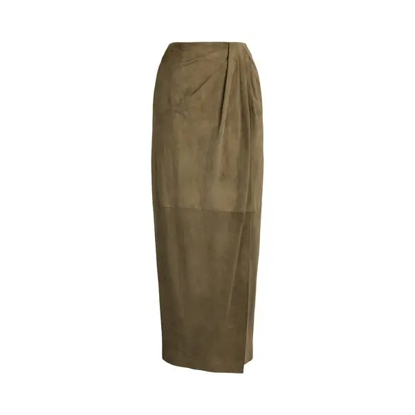 Ralph Lauren Teegan Twist-front Lamb-suede Skirt