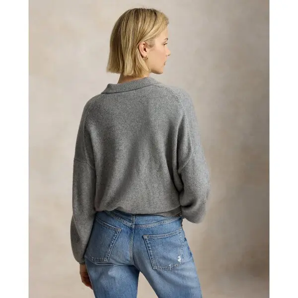 Ralph Lauren Polo-collar Cashmere Sweater - Gray Heather