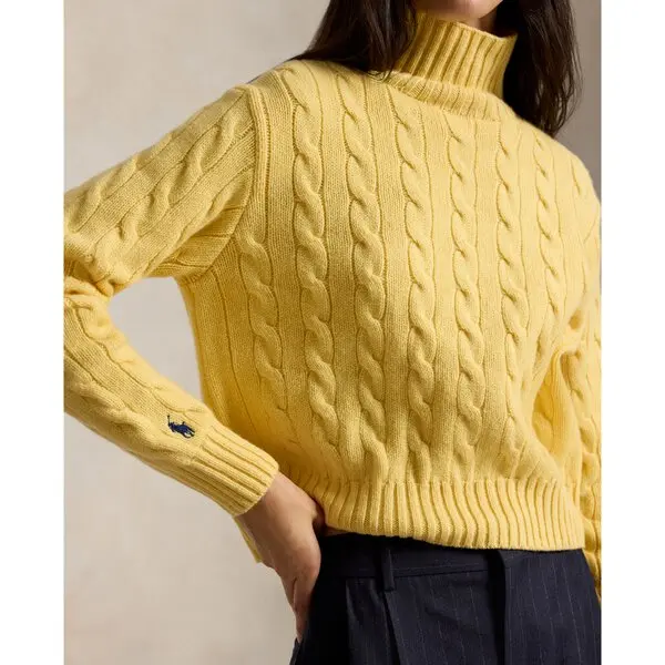 Ralph Lauren Cable-knit Wool-cashmere Turtleneck - Fall Yellow